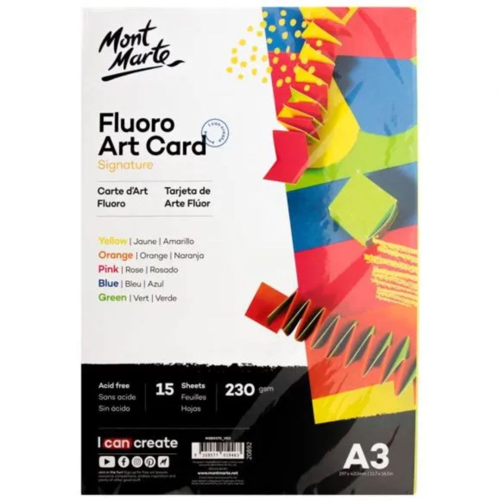 Mont Marte Fluro Art Card A3 230gsm – Atlas paints