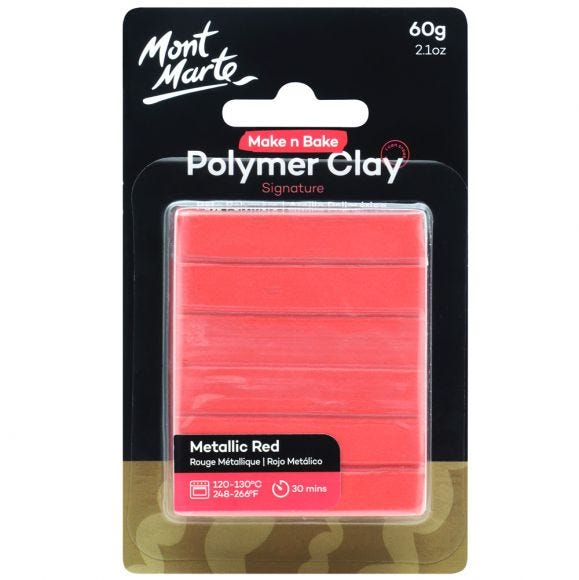 Mont Marte Make N Bake Polymer Clay 60g – Metallic Red – Atlas paints