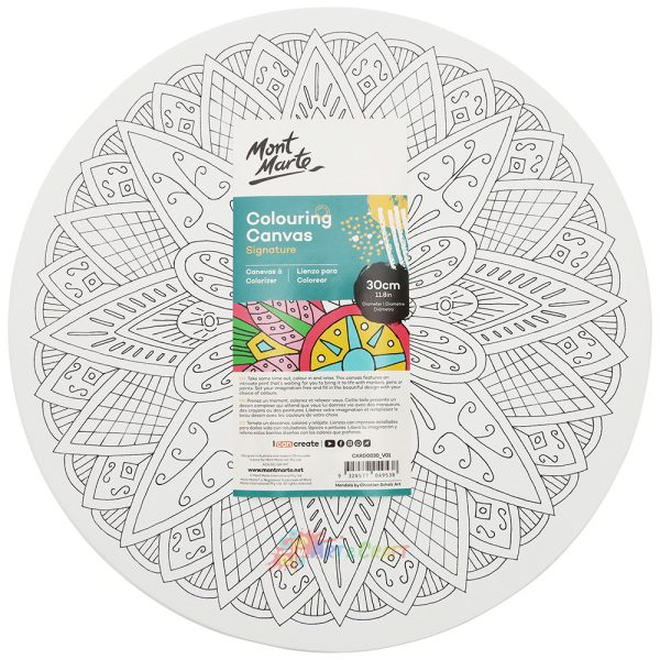 Mont Marte Colouring Canvas Round Signature 30 x 30cm (11.8 x 11.8in ...